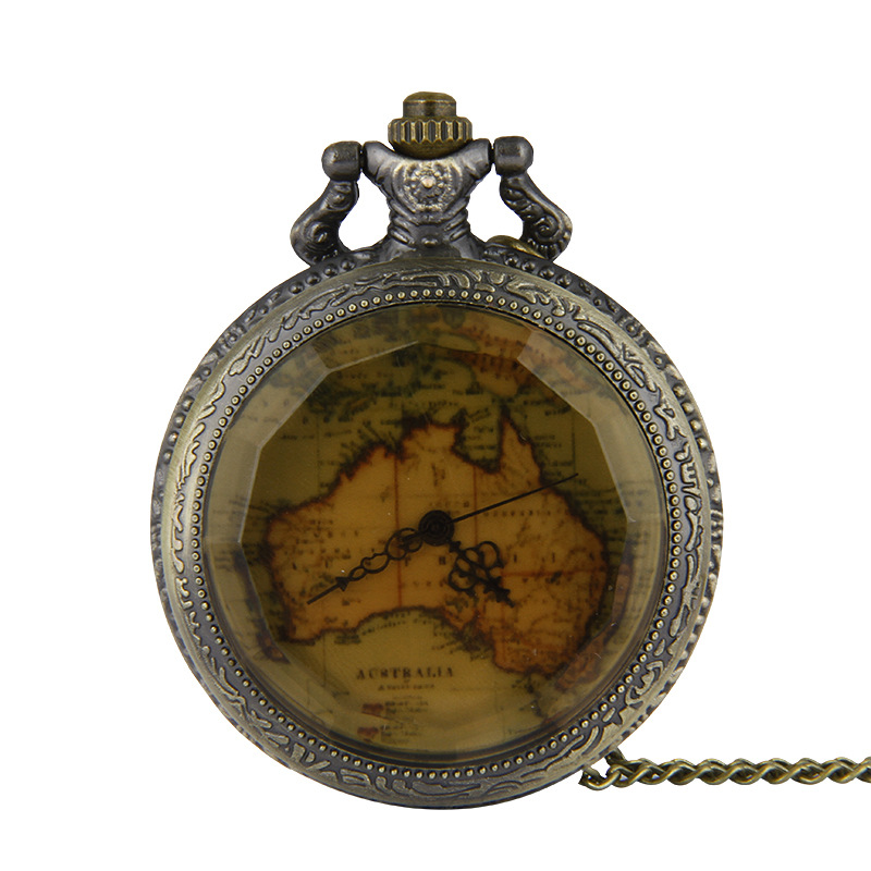 Large Flip Map Flip Map Pocket Watch [with Electronic] :Asujewelry.com